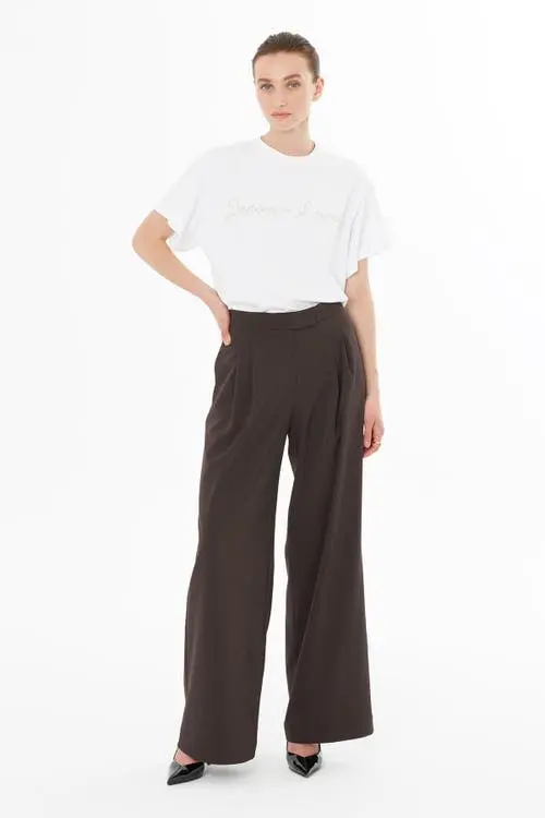 GIZIA Pleated Wide-leg Trousers