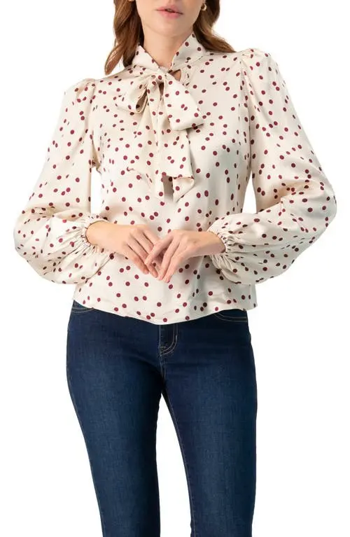IVONNE Polka Dot Tie Neck Blouse