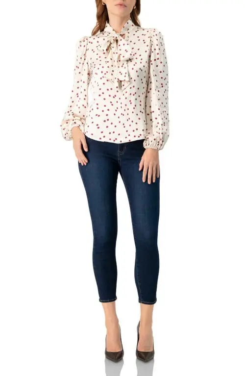 IVONNE Polka Dot Tie Neck Blouse