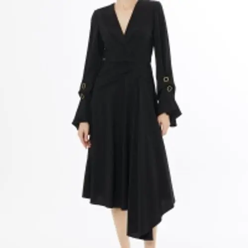 GIZIA Pleated Front Midi Dress