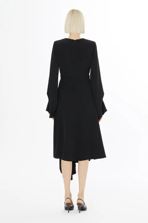GIZIA Pleated Front Midi Dress