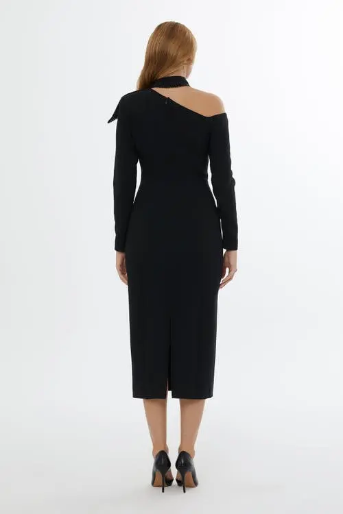GIZIA Embroidered Midi Dress With Zip Detail