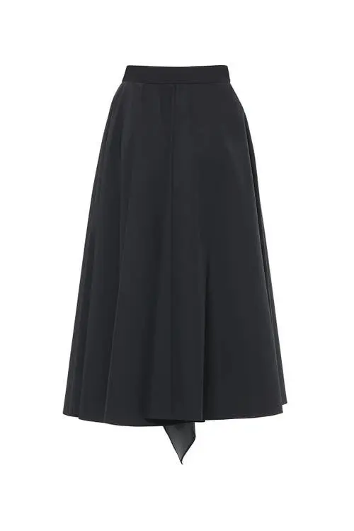 GIZIA Asymmetric Gathered High-waist Midi Skirt
