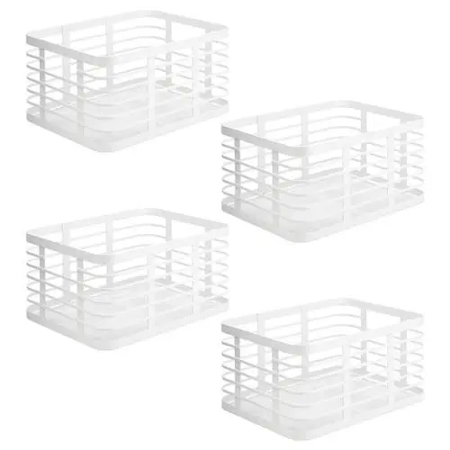 MDESIGN Metal Pantry Basket With Handlesset Of 4 - Matte White