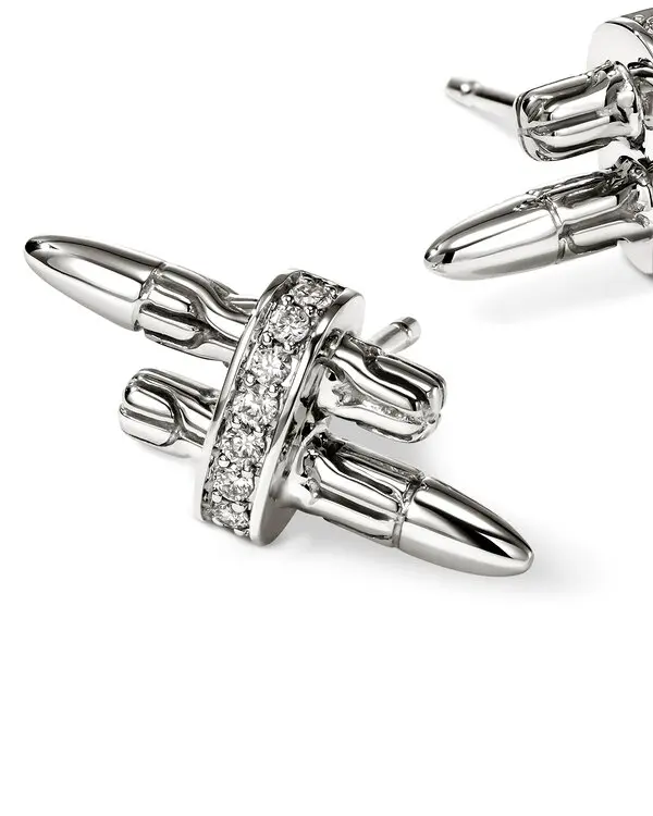 John Hardy Sterling Spear Diamond Stud Earrings - Silver