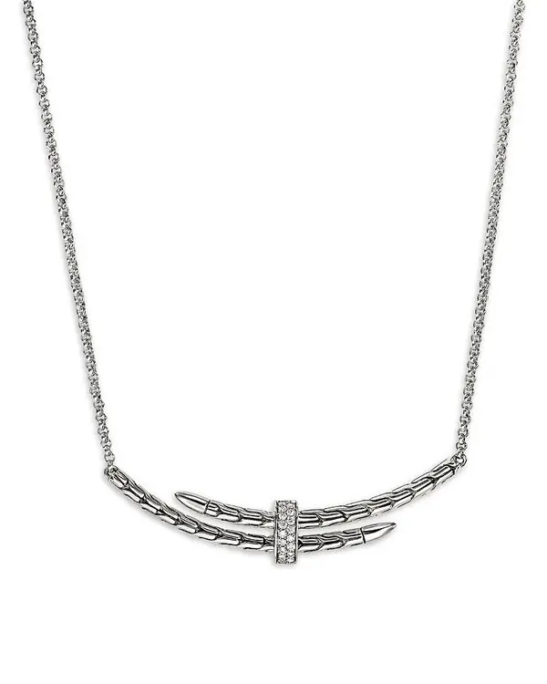 John Hardy Sterling Spear Diamond Bypass Pendant Necklace - Silver