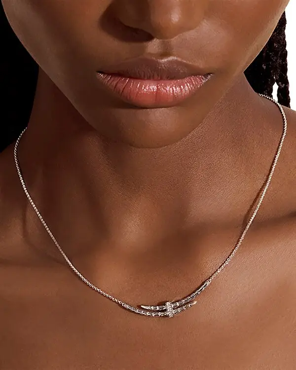 John Hardy Sterling Spear Diamond Bypass Pendant Necklace - Silver