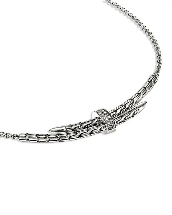 John Hardy Sterling Spear Diamond Bypass Pendant Necklace - Silver