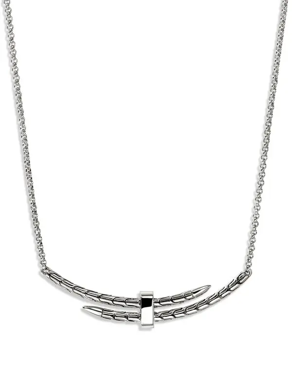 John Hardy Sterling Spear Diamond Bypass Pendant Necklace - Silver
