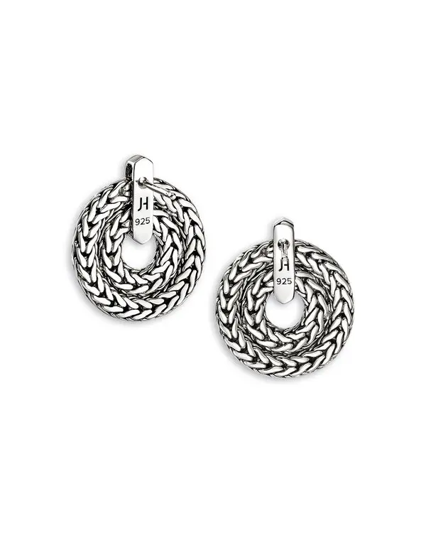 John Hardy Sterling Icon Woven Circle Doorknocker Drop Earrings - Silver