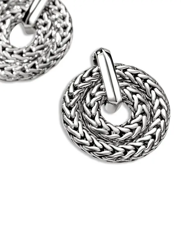 John Hardy Sterling Icon Woven Circle Doorknocker Drop Earrings - Silver