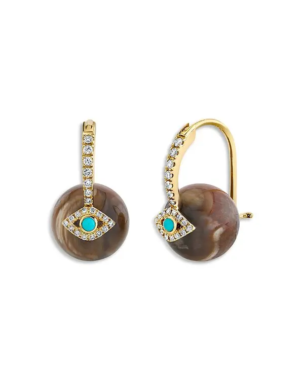 SYDNEY EVAN 14k Yellow Evil Eye Earrings - Gold