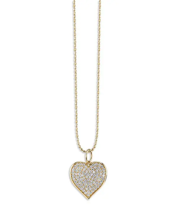 SYDNEY EVAN 14k Yellow Diamond Pave Heart Necklace - Gold