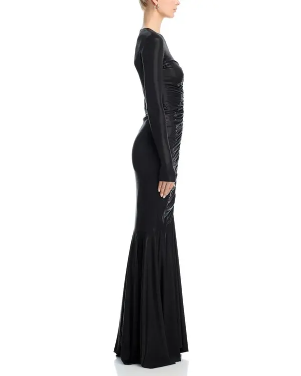 Norma Kamali Shirred Fishtail Gown - Black
