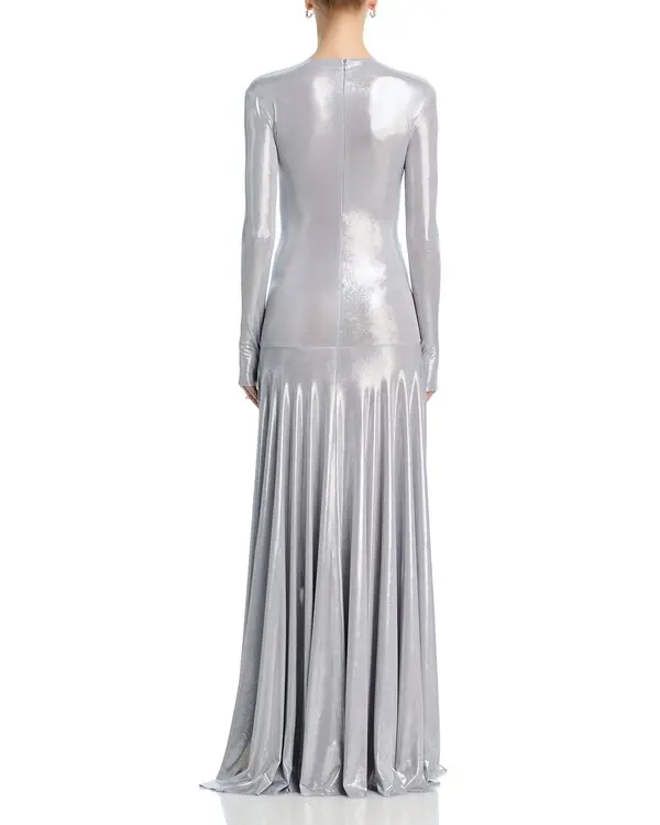 Norma Kamali Shirred Front Flared Gown