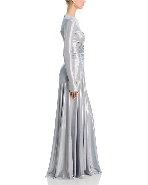 Norma Kamali Shirred Front Flared Gown