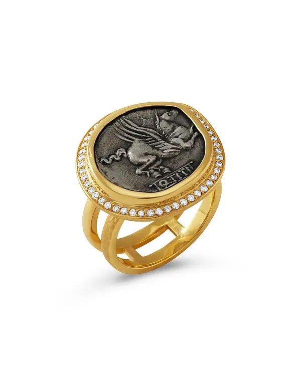 JORGE ADELER 18k Yellow Diamond Pegasus Coin Ring - Gold
