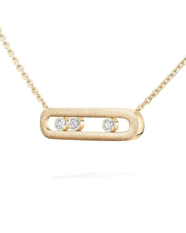 Messika 18k Yellow Move Classique Diamond Cisele Engraved Bar Necklace