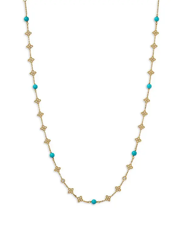 Roberto Coin 18k Yellow Turquoise & Diamond Collar Necklace - Gold
