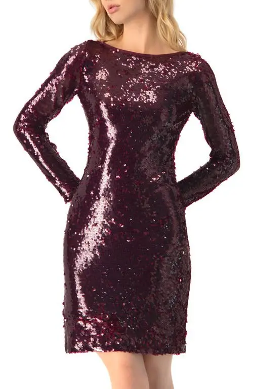 IVONNE Sequin Long-sleeve Mini Dress