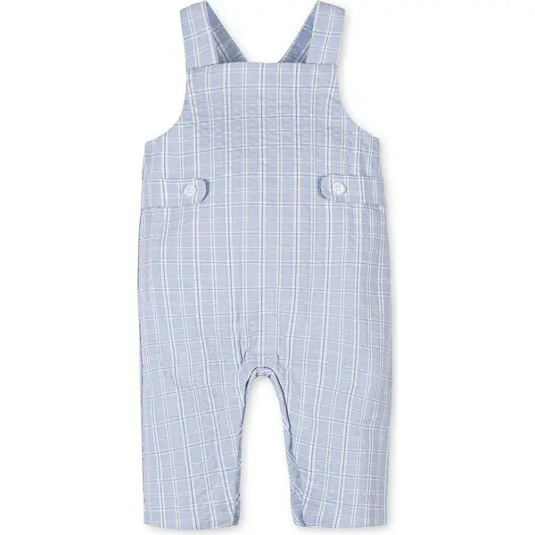 HOPE & HENRY Organic Cotton Seersucker Overall - Blue Chateau Check
