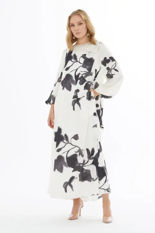 GIZIA Ruffled Dress With Button Closure