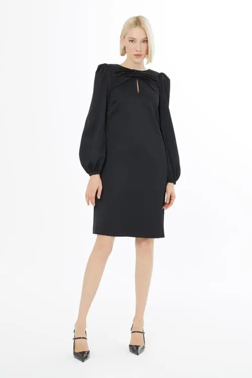 GIZIA Buttoned Maxi Dress With Shoulder Pads