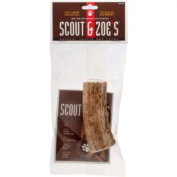 SCOUT & ZOE'S Elk Antler Dog Chew For 15-30lb Breeds - Multicolored