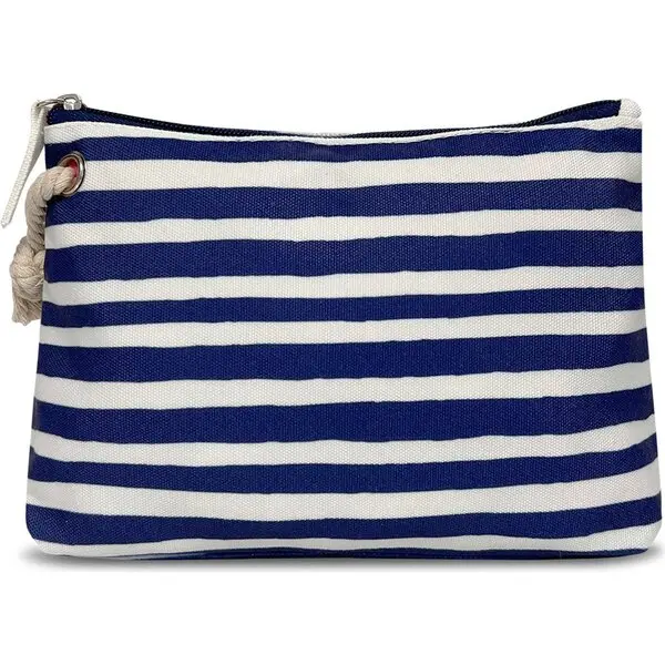 YOUZEY Striped Cosmetic Bag - Navy Blue