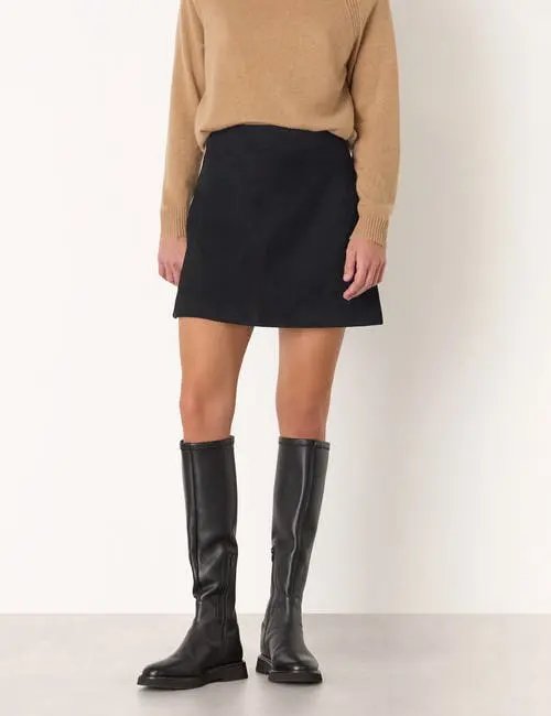 Whistles Suede A-line Mini Skirt - Black