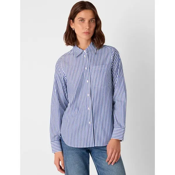 Whistles Relaxed Fit Striped Shirt - Blue/white