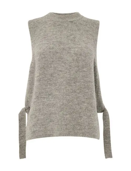 Whistles Wool Blend Ribbed Knit Tank With Tie Detail