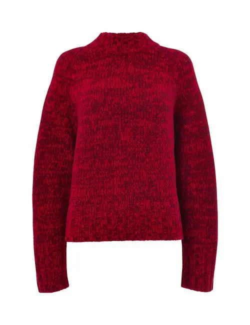 Whistles Wool Fleck Knit Sweater - Red/multi