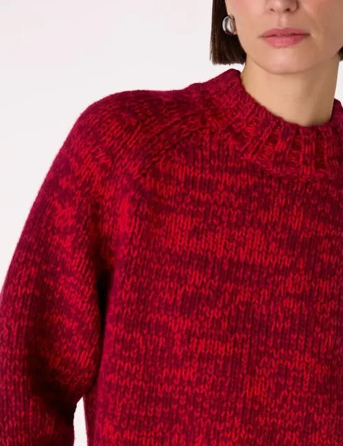 Whistles Wool Fleck Knit Sweater - Red/multi