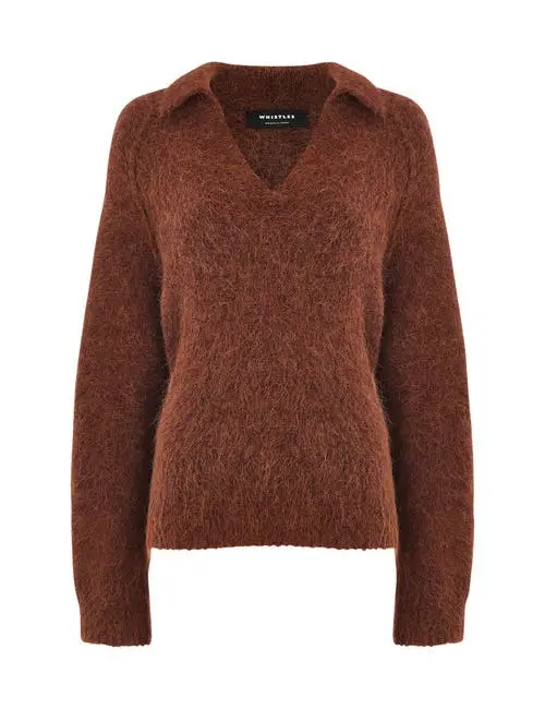 Whistles Alpaca Collar Neck Knit Sweater