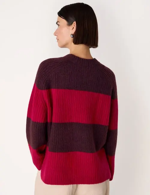 Whistles Wool Mix Wide Stripe Knit Sweater