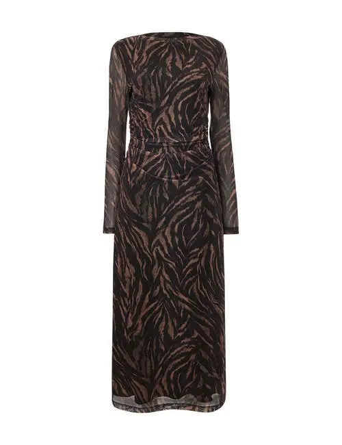 Whistles Abstract Zebra Mesh Long-sleeve Dress - Black/multi