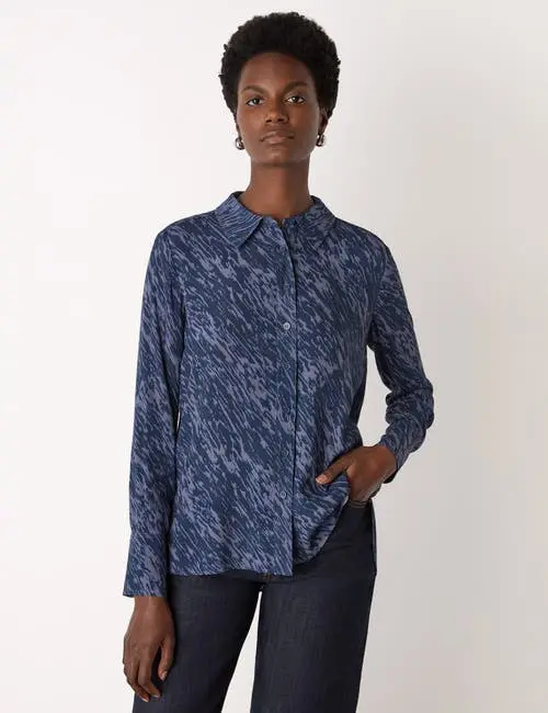 Whistles Abstract Marks Collared Shirt - Blue