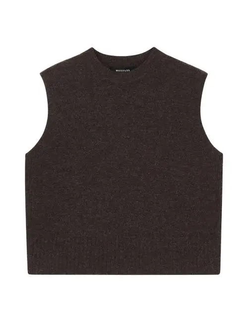 Whistles Wool Sleeveless Knit Vest - Brown