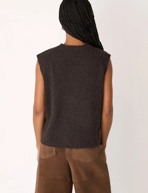 Whistles Wool Sleeveless Knit Vest - Brown