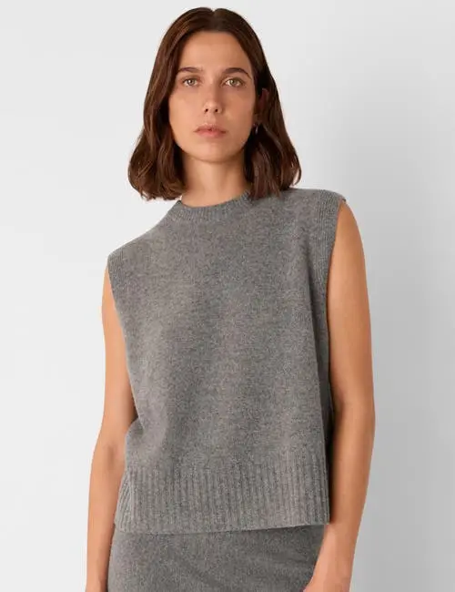 Whistles Knitted Sleeveless Vest - Grey