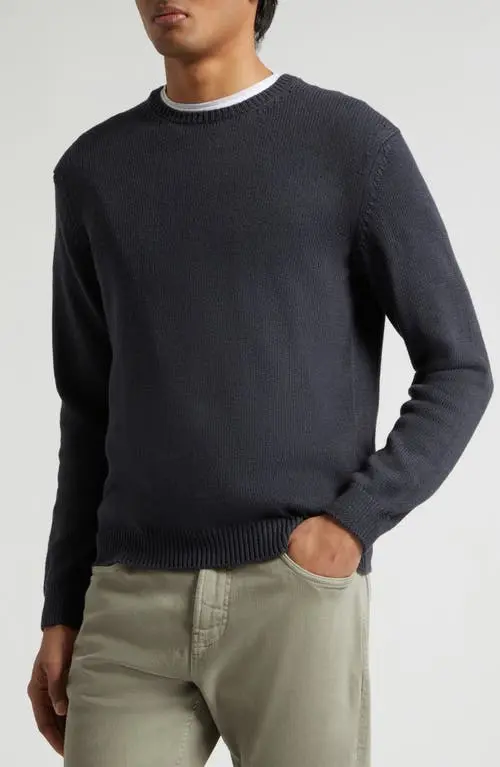 Eleventy Cotton & Silk Crewneck Sweater - 22 Black