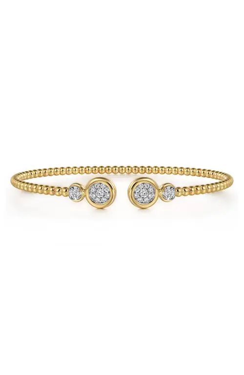GABRIEL & CO. Diamond And 14k Gold Beaded Cuff Bracelet