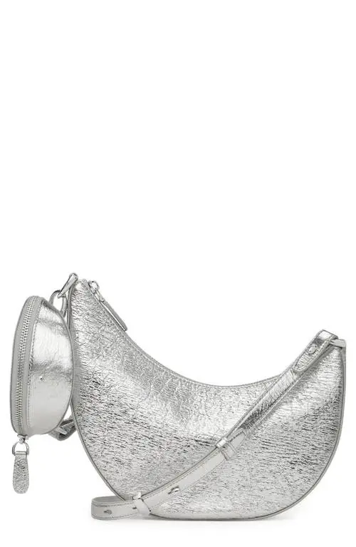 Kate Spade New York Mini Duo Crinkle Metallic Leather Crossbody Bag - Silver