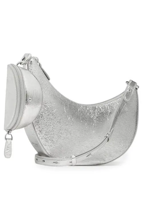Kate Spade New York Mini Duo Crinkle Metallic Leather Crossbody Bag - Silver