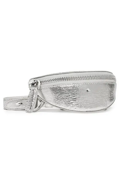 Kate Spade New York Mini Duo Crinkle Metallic Leather Crossbody Bag - Silver