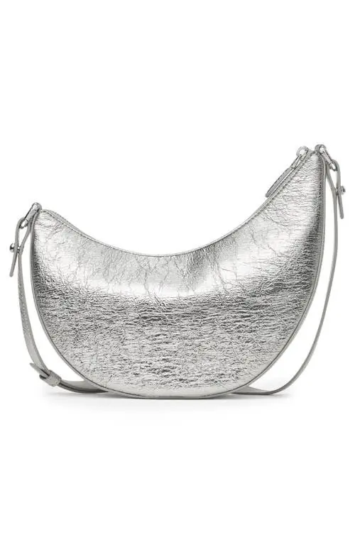 Kate Spade New York Mini Duo Crinkle Metallic Leather Crossbody Bag - Silver