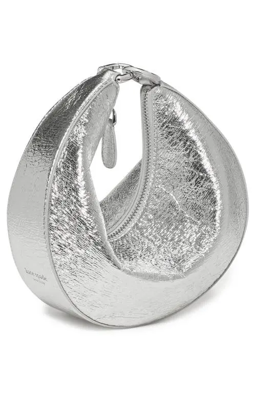 Kate Spade New York Mini Duo Crinkle Metallic Leather Crossbody Bag - Silver