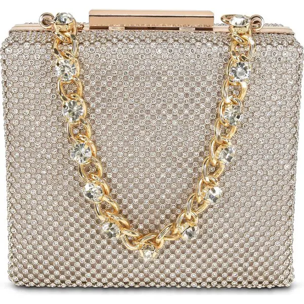 Badgley Mischka Billie Crystal Mini Box Clutch - Gold