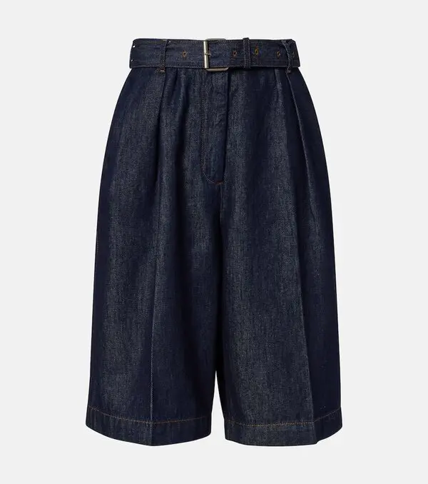 Dries Van Noten Pleated Denim Shorts - Blue